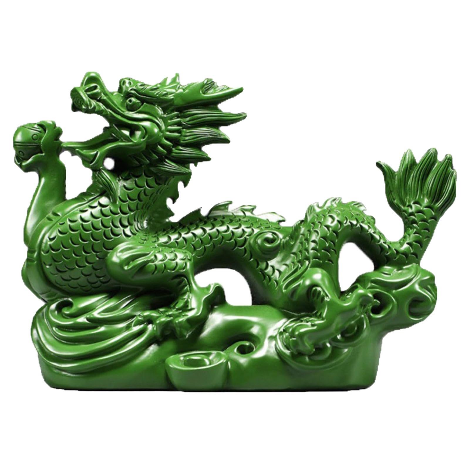 inhis 2024 Wooden Chinese Fengshui Dragon Figurine Statue - 10cm ...