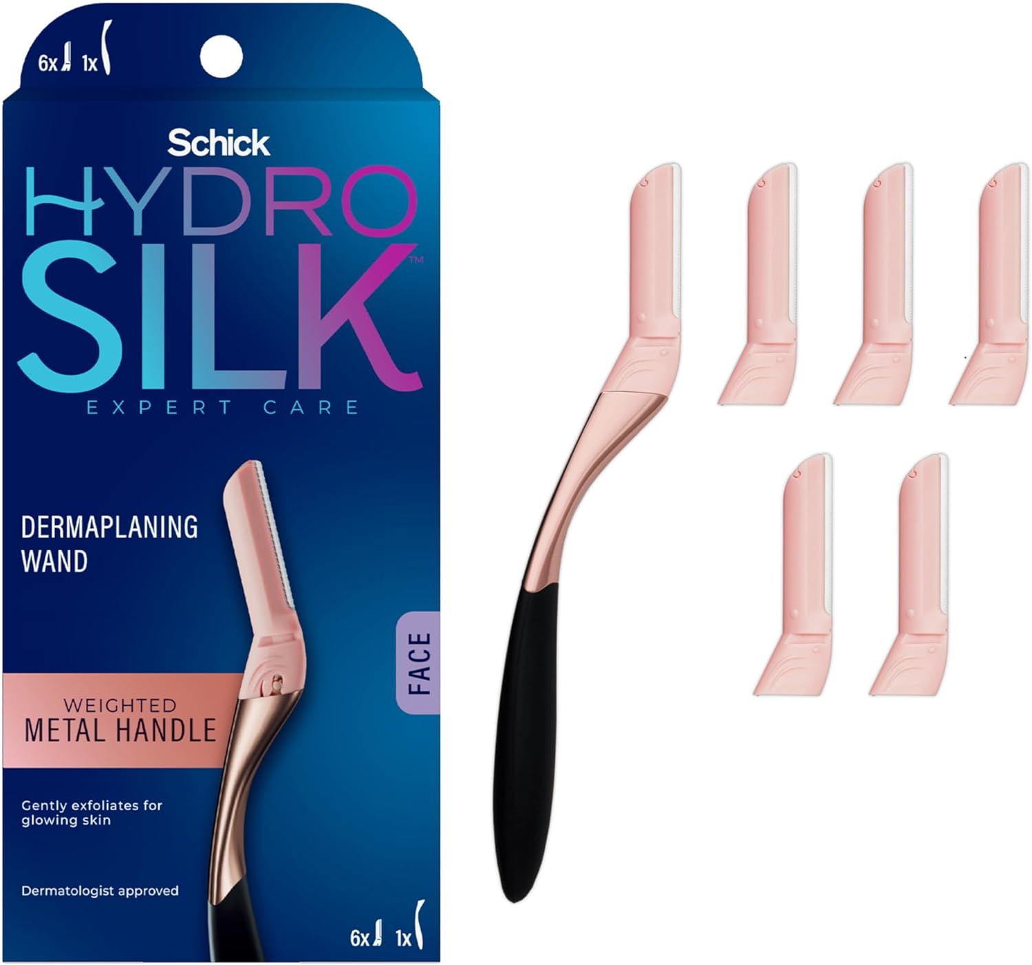 Schick Hydro Silk Dermaplaning Wand, Dermaplaning Tool for Face with 6 ...