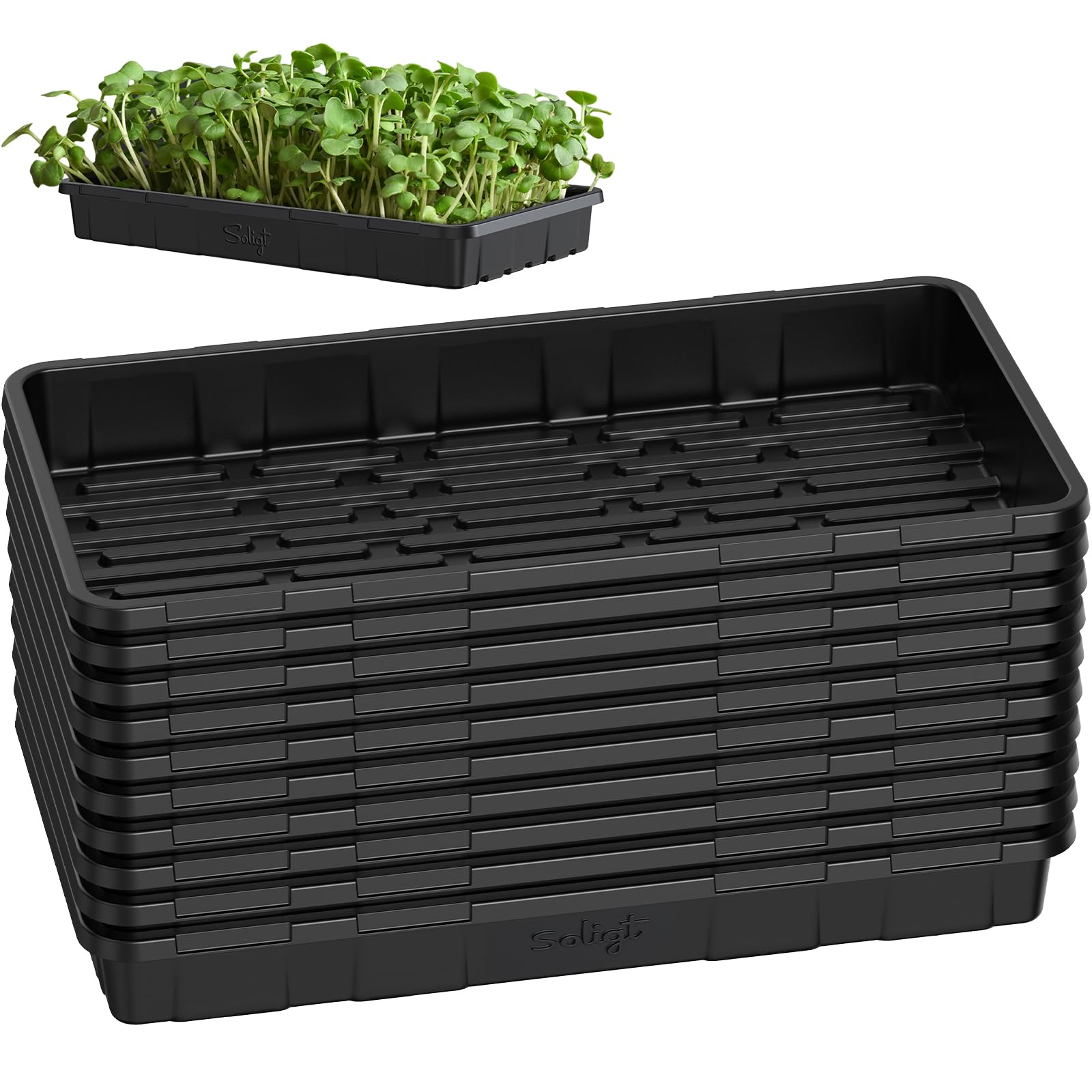 SOLIGT Extra Thick Heavy Duty 10 Pack 1020 Seed Starting Trays ...