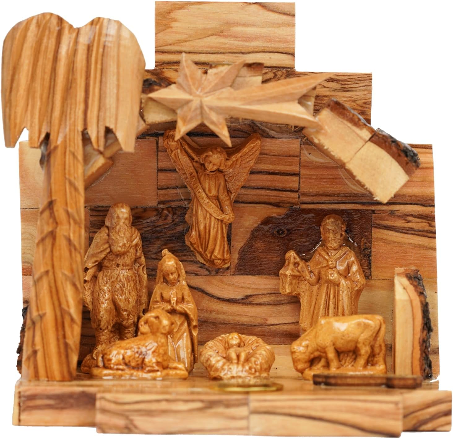 Amazon.com: Small Bethlehem Nativity Set with Bark Roof - Holy Land ...