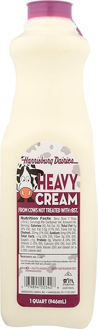 Amazon.com: HARRISBURG DAIRIES Heavy Cream Quart, 32 FZ : Grocery ...