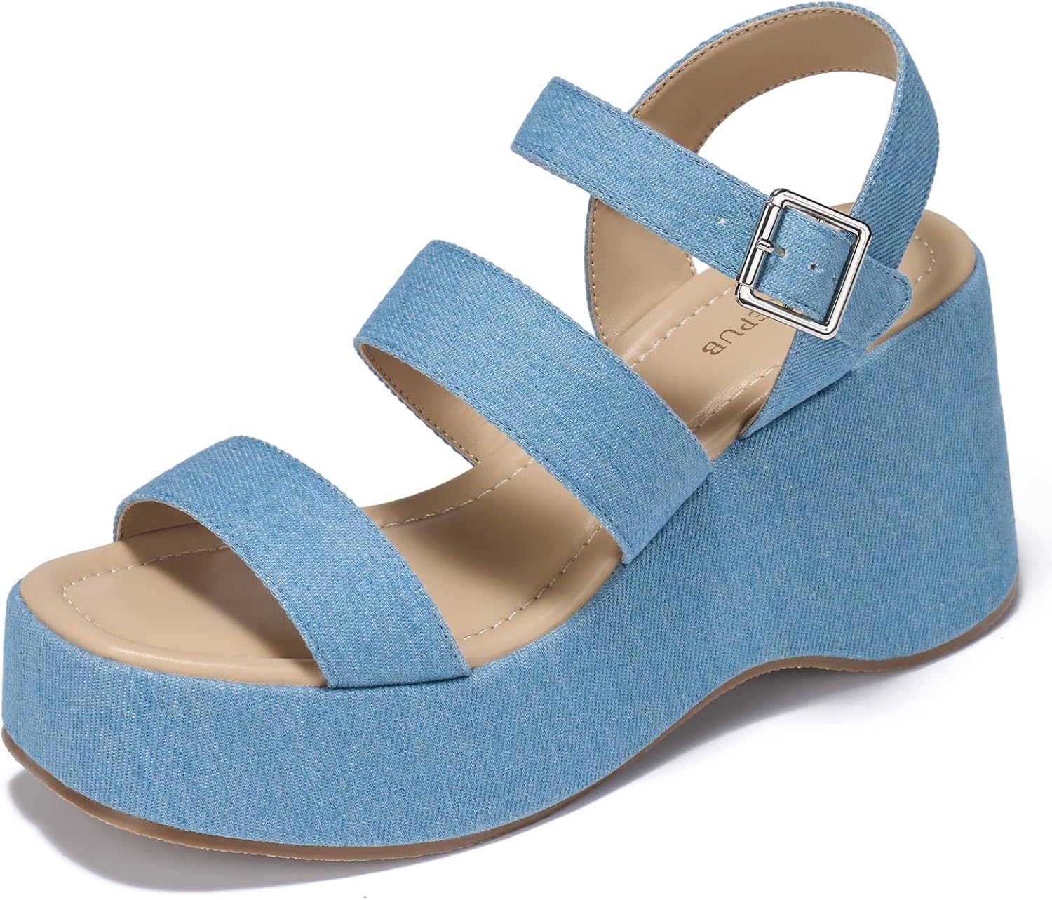 Amazon.com | ALICEPUB Blue Platform Sandals for Women, Summer Wedge ...