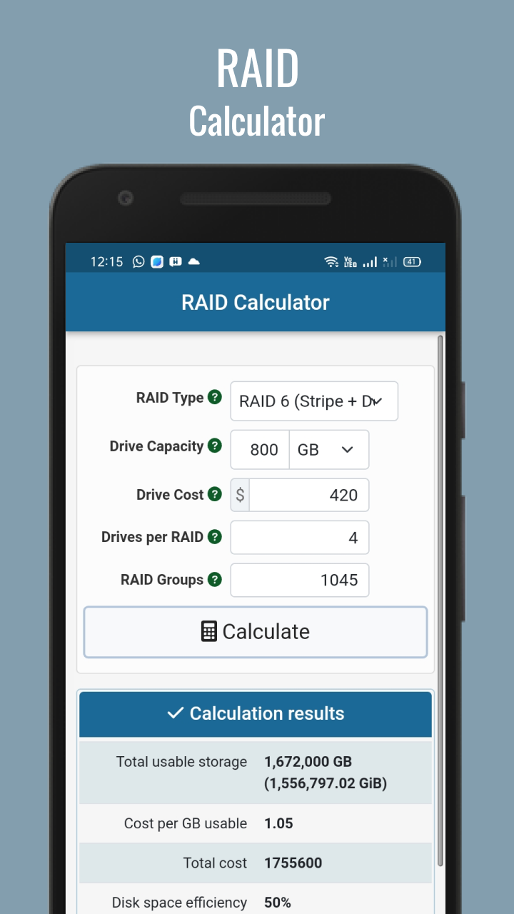 RAID Calculator - App on Amazon Appstore