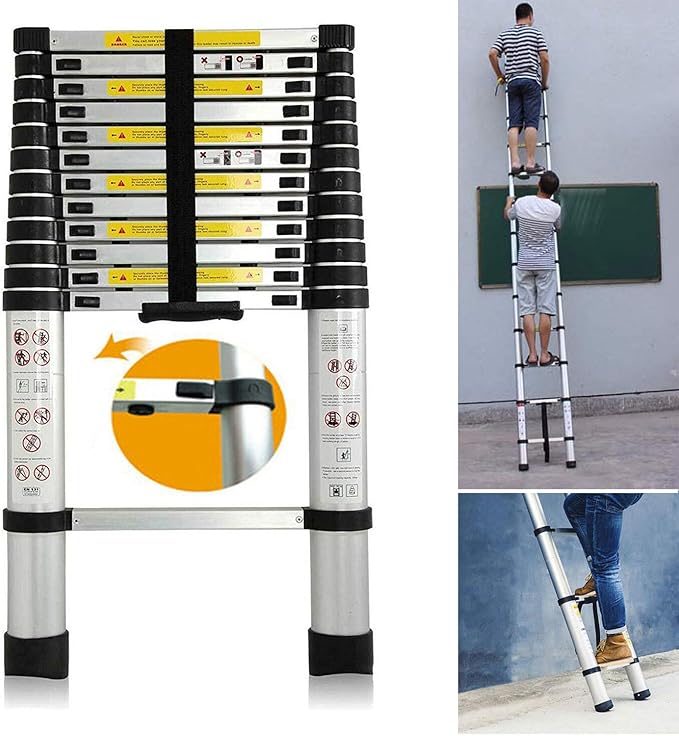 12.5ft Aluminum Telescoping Ladder, Multi-Purpose Telescopic Extension ...