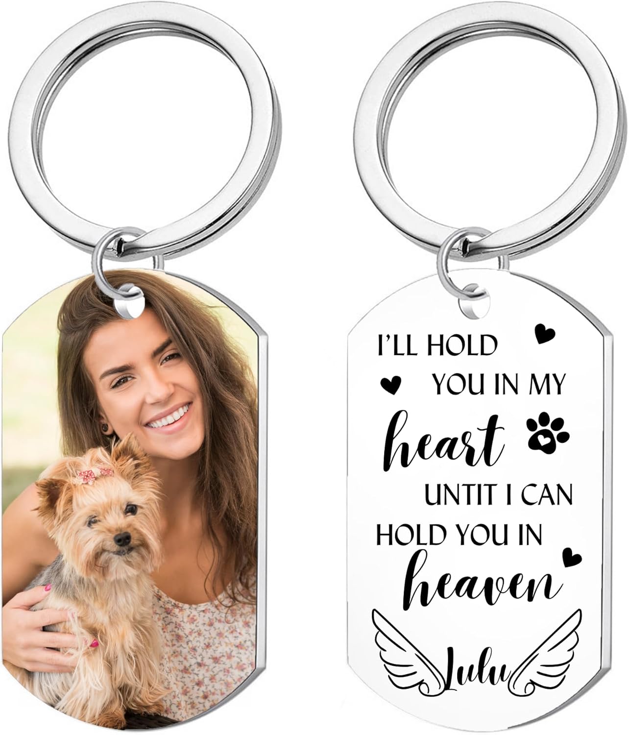 Amazon.com: Eletizy Personalized Pet Memorial Photo Keychain,Custom ...