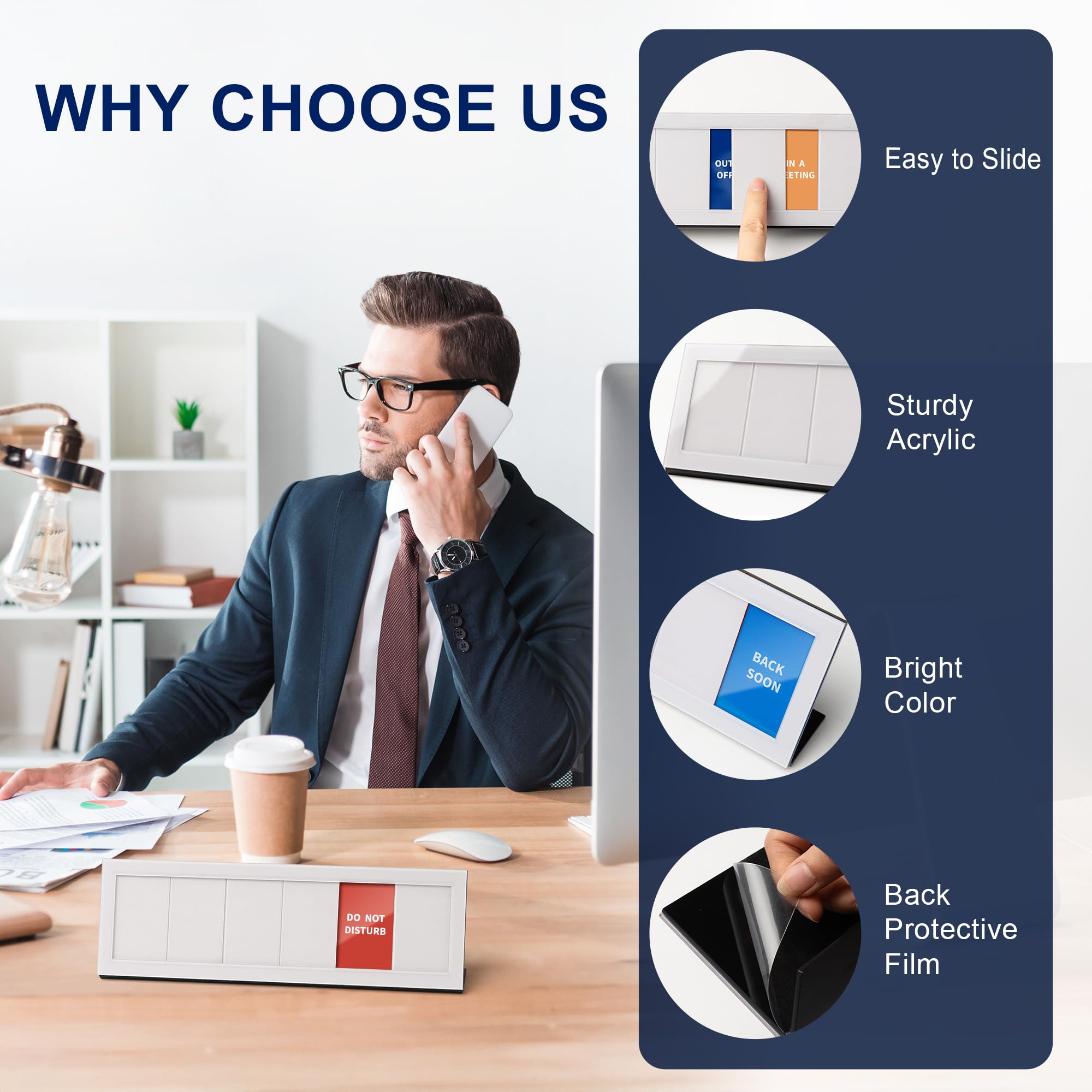 Snapklik.com : Desk Signs -6 Options Do Not Disturb, In A Meeting, Out ...