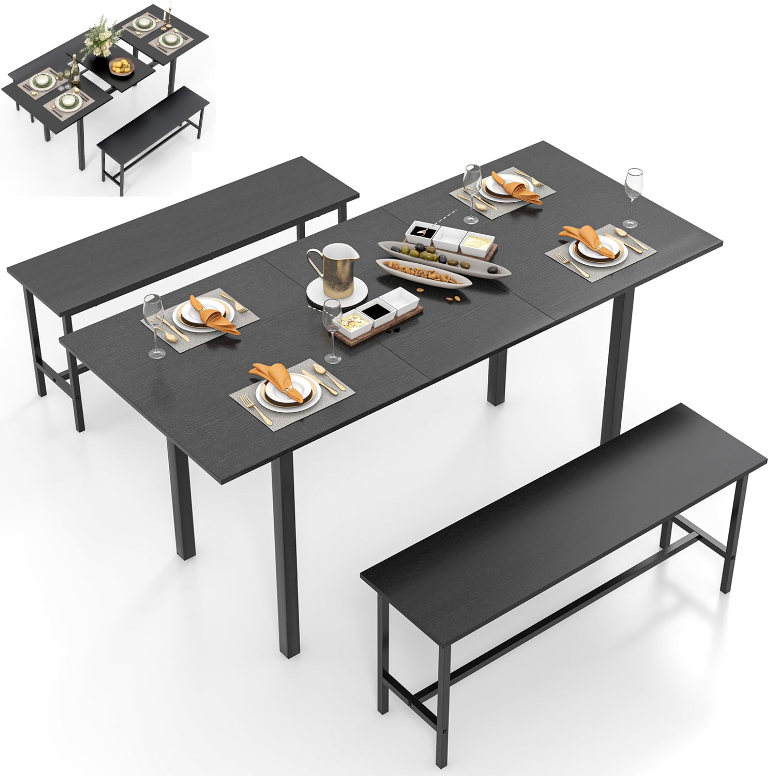 Extendable Dining Table With Bench