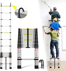 14.4FT Telescoping Ladder, 4.4m Aluminum Extension Ladders with 2 ...