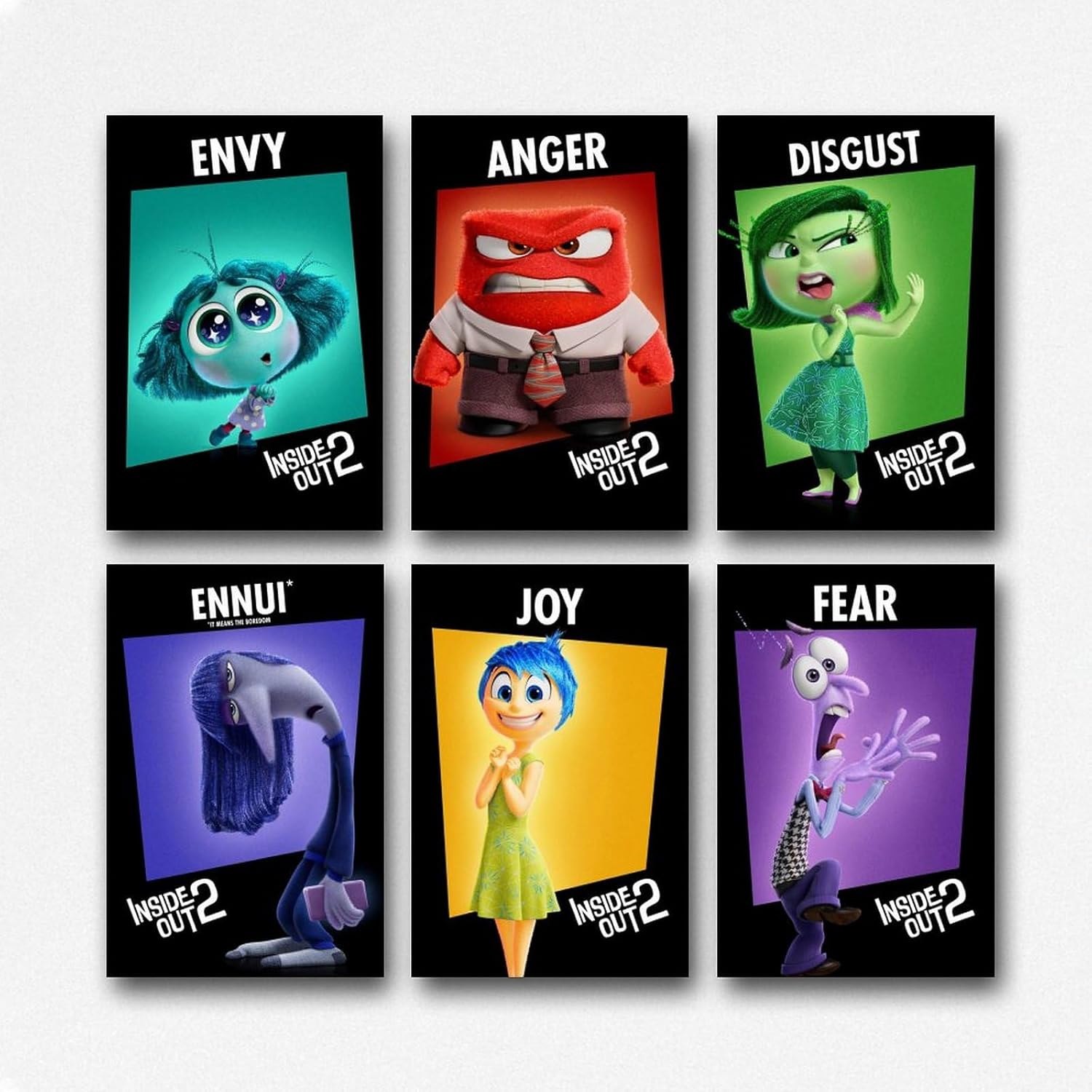 Amazon.com: Set of 6 Cartoon Movie Inside Out 2 Poster of Room ...