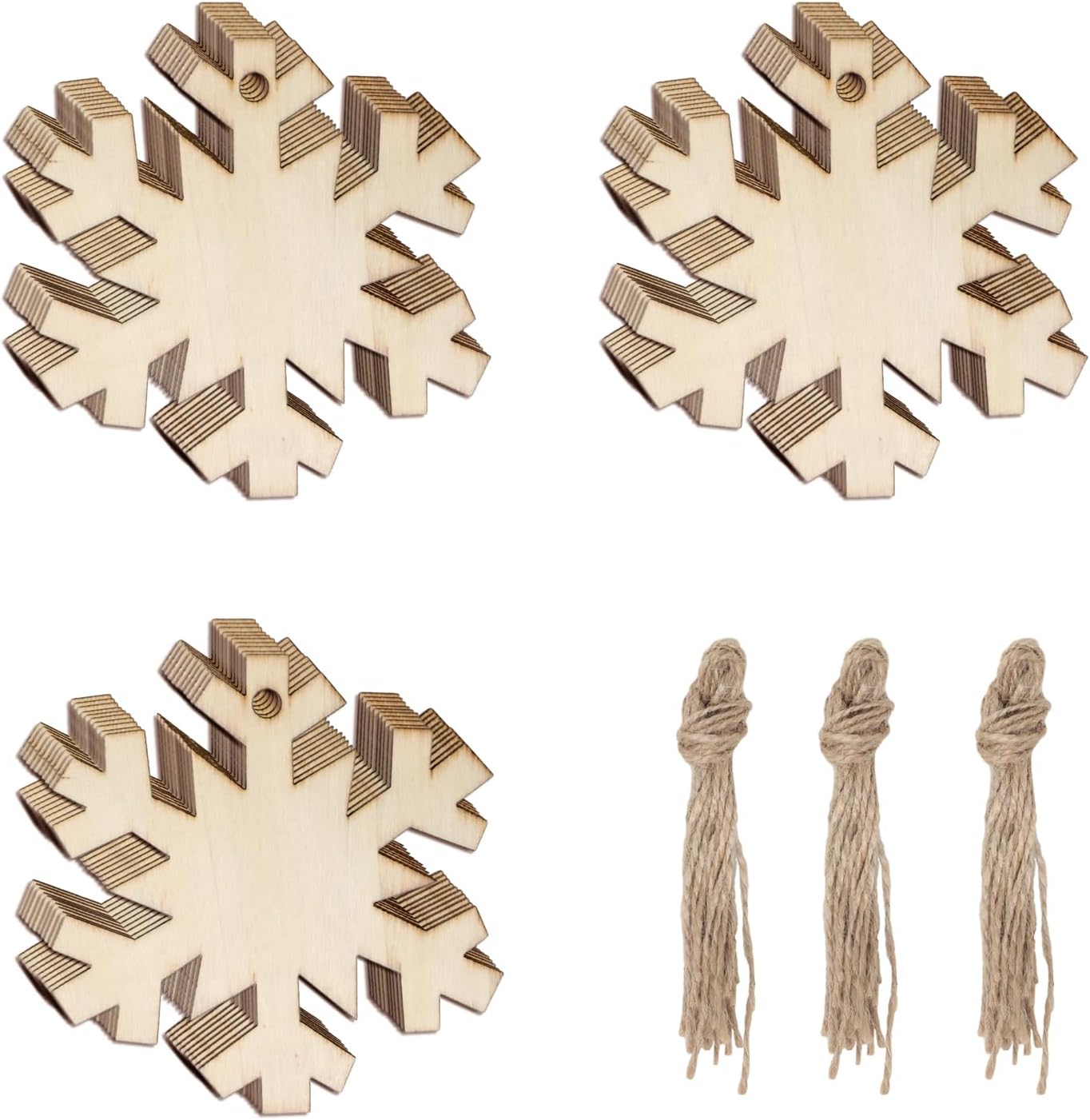 Amazon.com: Honbay 30PCS Snowflake Wooden Hanging Ornaments Snow Flake ...