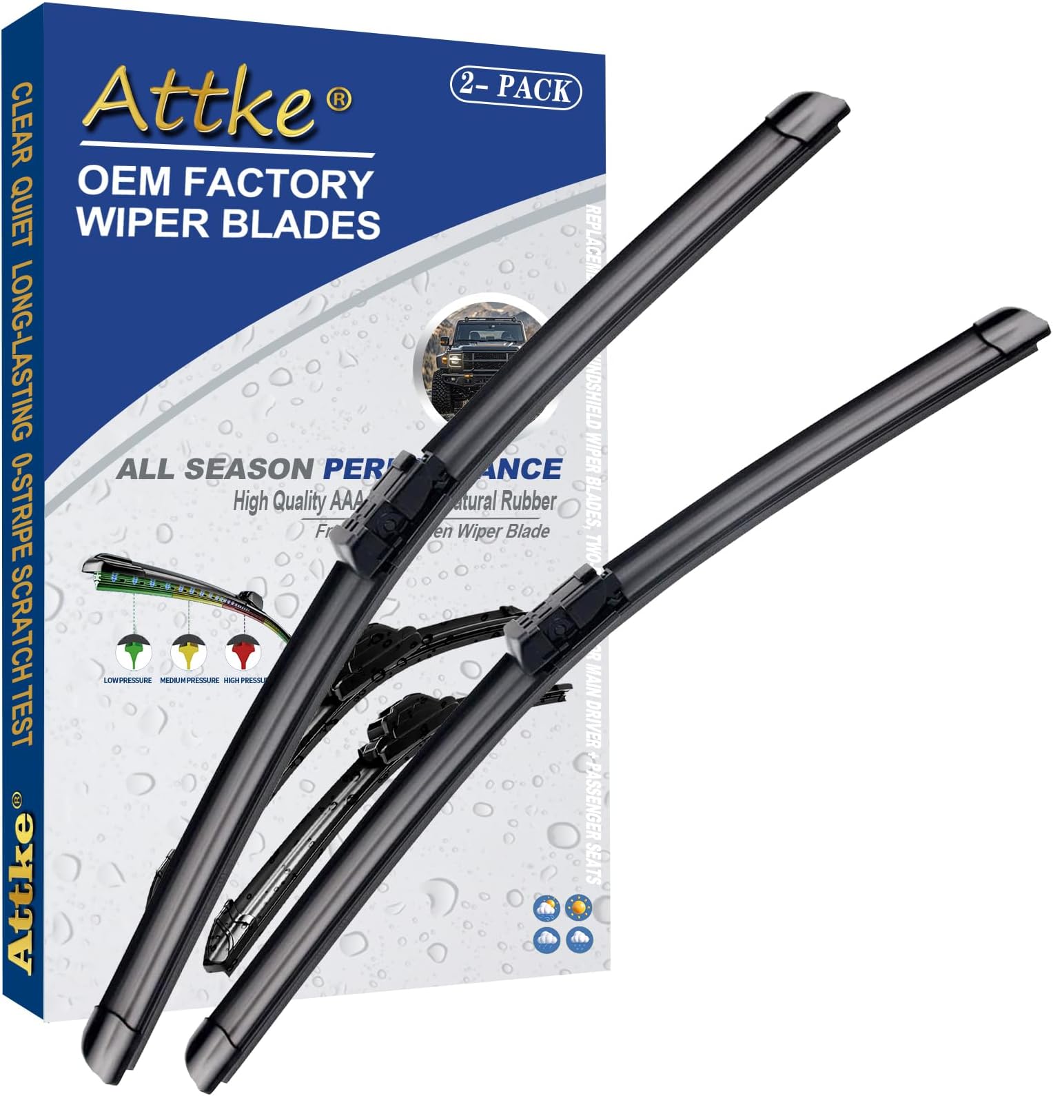 Amazon.com: ATTKE 26" + 24" OEM Quality Front Windscreen Wiper Blades ...