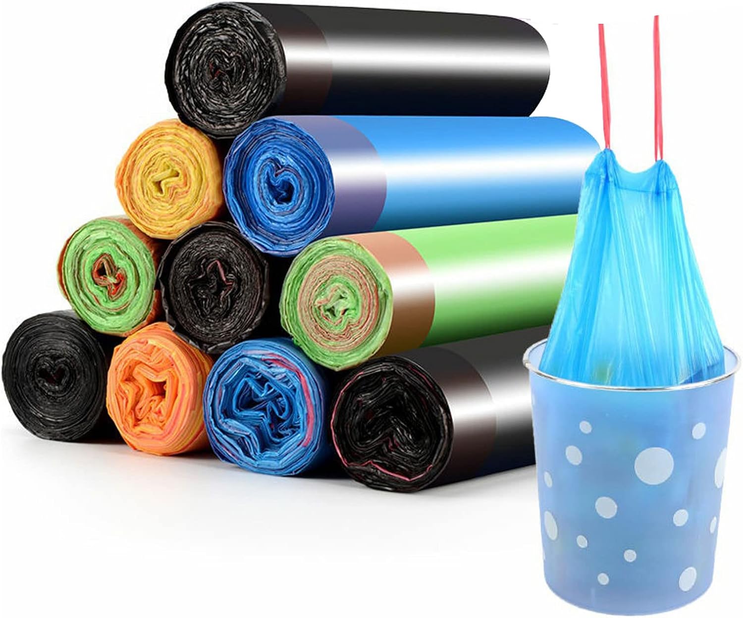 Amazon.com: 10 Gallon Drawstring Garbage Bags, Trash Bags - Drawstring ...
