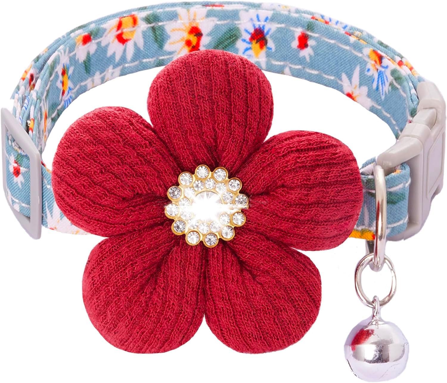 Amazon.com : Small Dog Collar with Flower, Puppy Collar for Girl Dog ...
