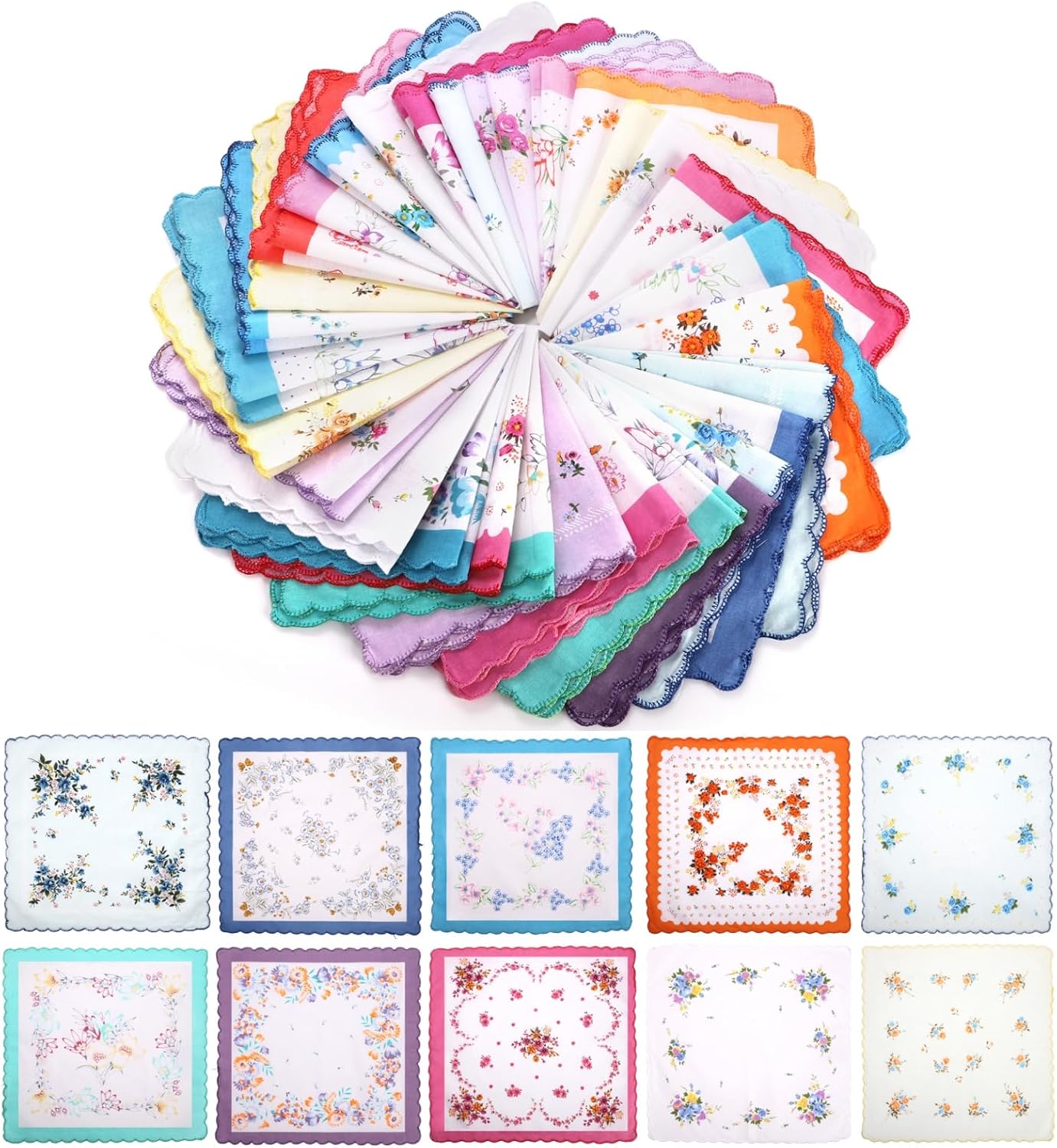 Nagpew 30 Pieces Women's Handkerchiefs, Vintage Hankies for Woman ...