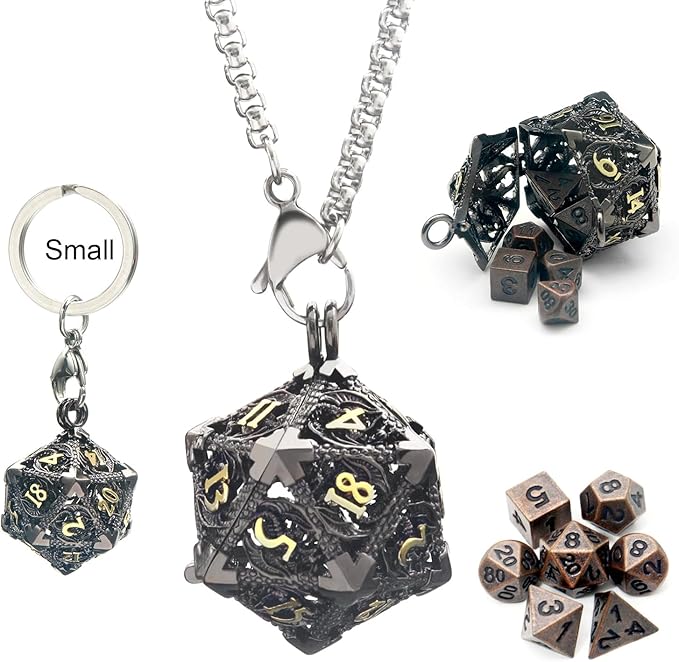 Amazon.com: Haxtec Mini Metal DND Dice Set, Tiny D20 Dice with Hollow ...