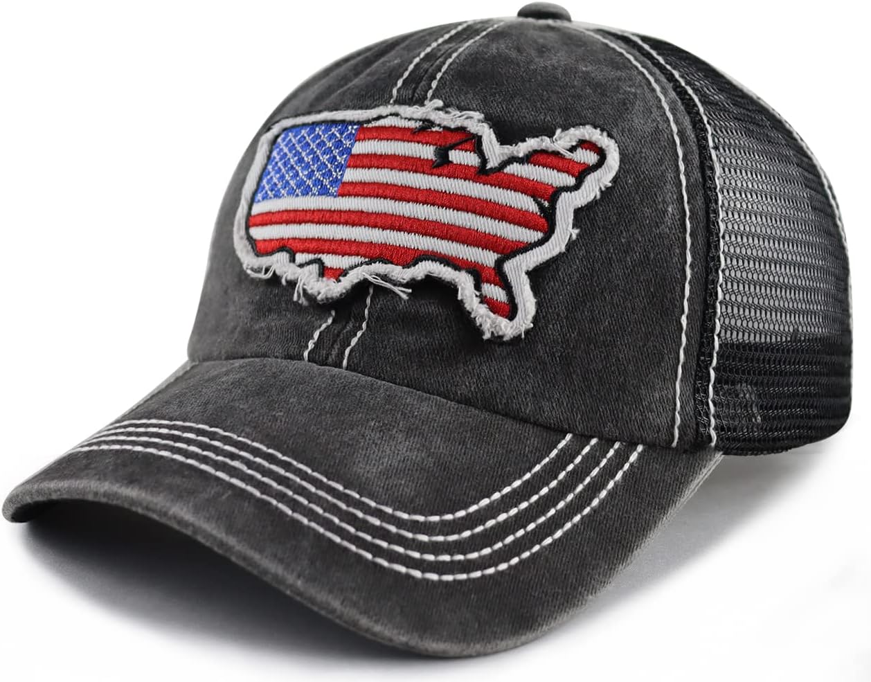 Gomcdlwn American Flag Trucker Hat for Men Women, USA Map Shape ...