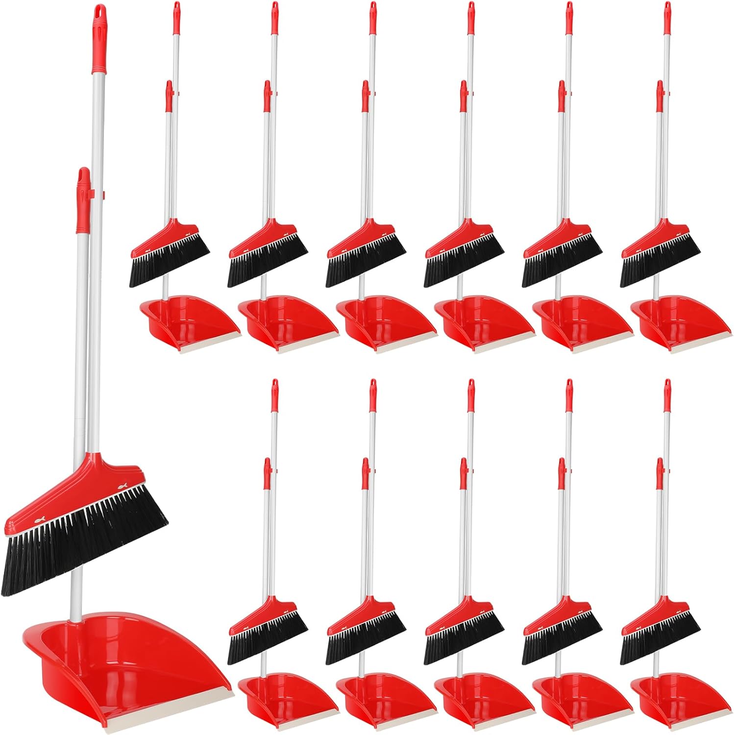 Amazon.com: WILLBOND 12 Set Broom and Dustpan Set, Long Handle Broom ...