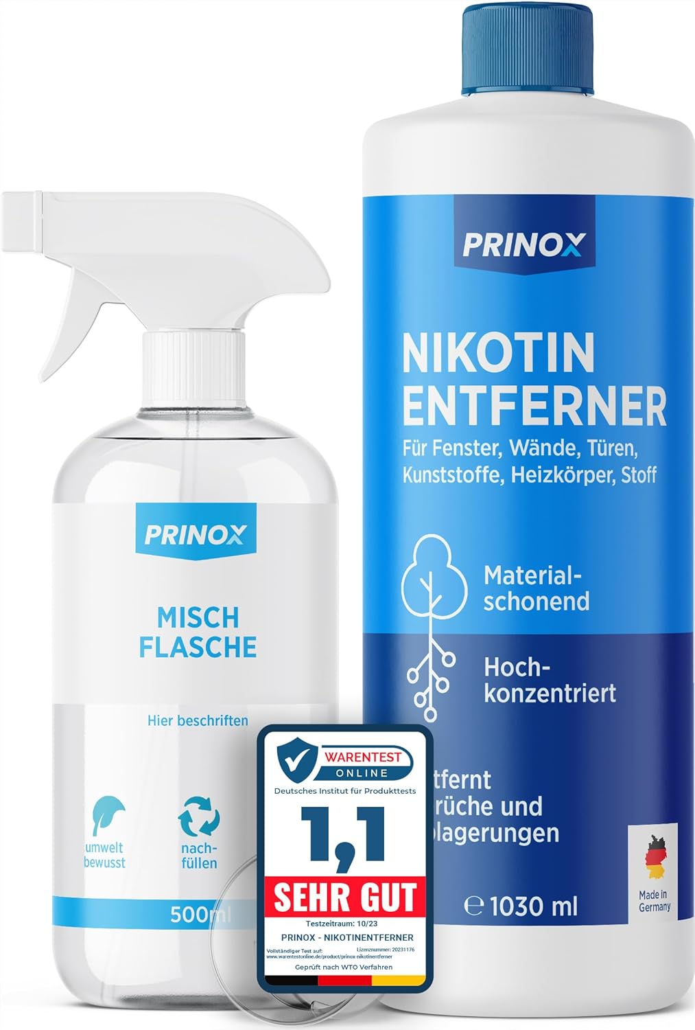 PRINOX 1030ml Nikotinentferner Konzentrat | Ruß & Nikotin Reiniger für ...
