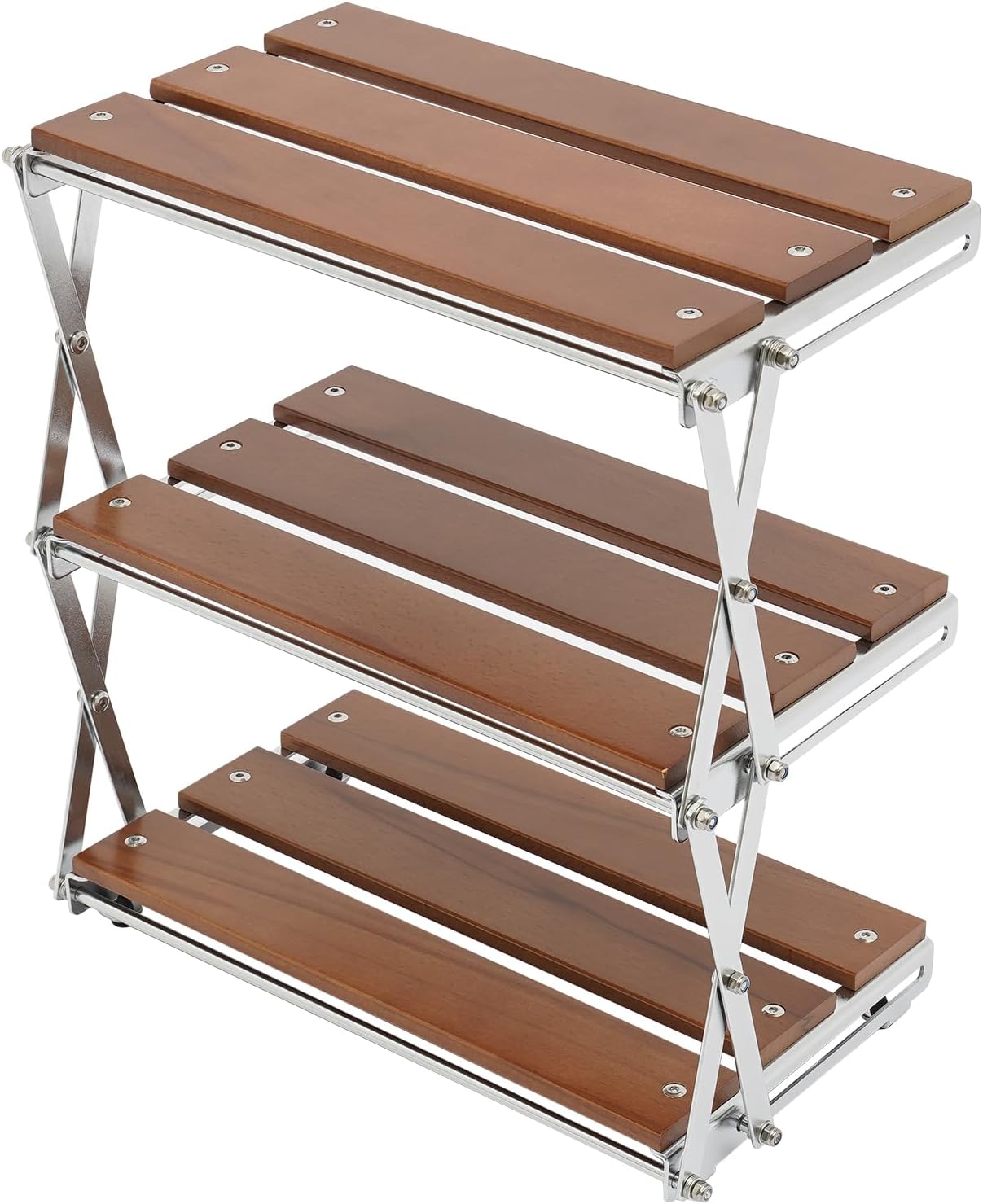 Amazon.com: 3-Tier Wooden Foldable Outdoor Camping Table Shelf, with ...