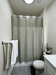 Amazon.com: eachope No Hook Boho Farmhouse Shower Curtain with Snap-in Liner Set,Linen Rustic ...