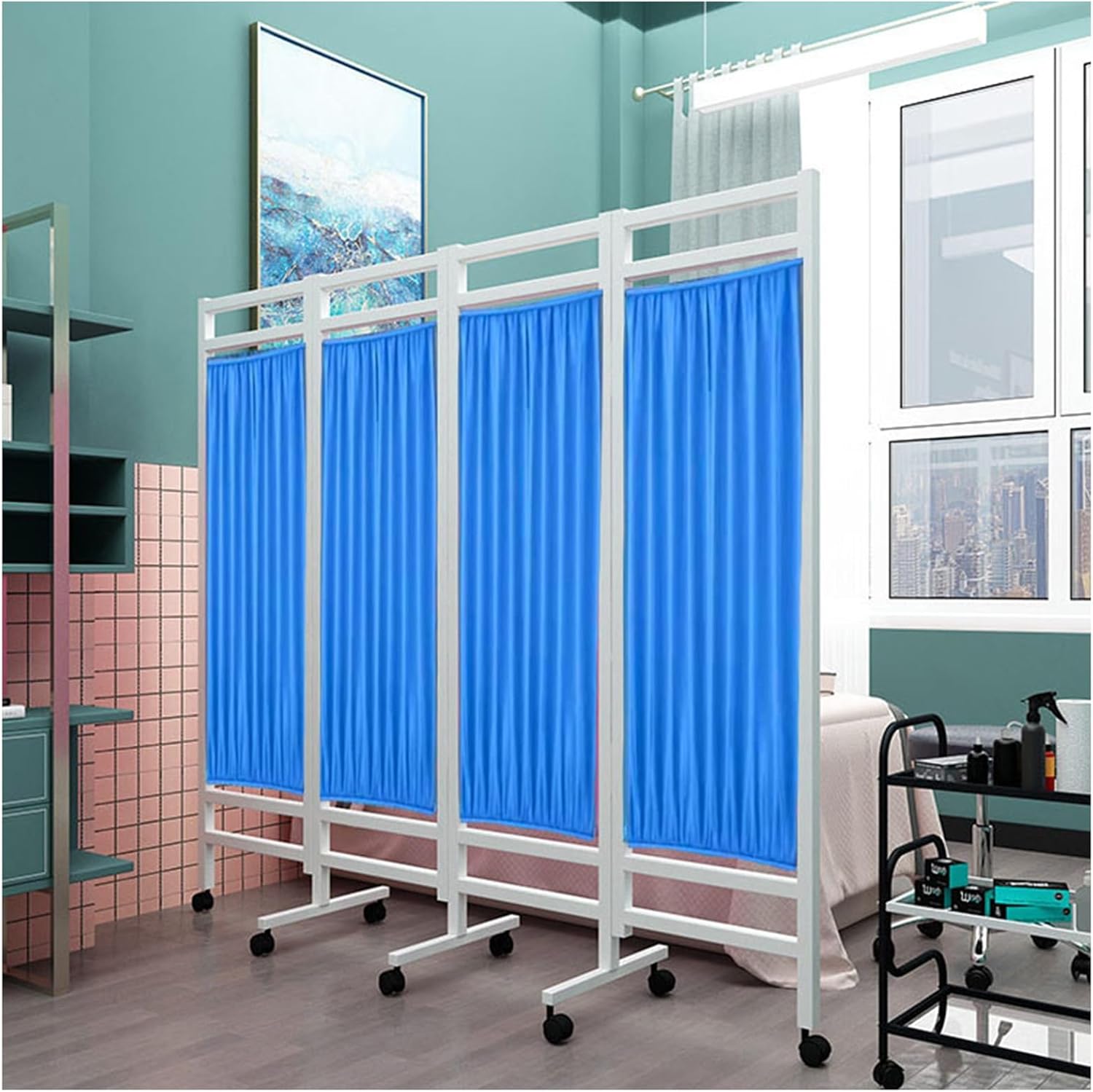 Amazon.com: 4-Panel Medical Privacy Partition Screen with Wheels ...