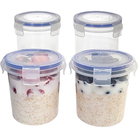 Mongsterware Overnight Oats Container with Lids (4-Piece set) - 16 oz ...