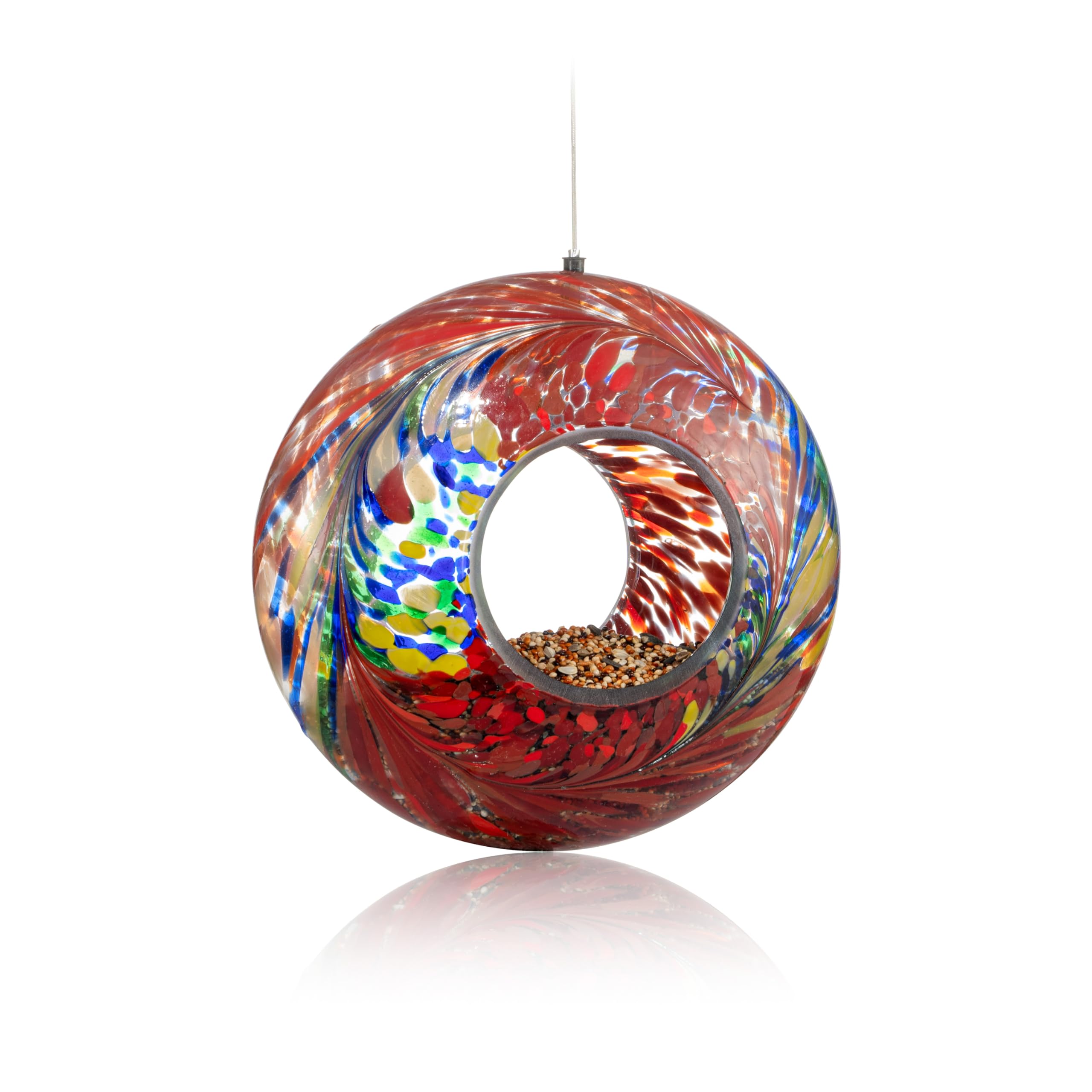 Amazon.com: Backyard Expressions Hanging Glass Bird Feeder - Multicolor ...