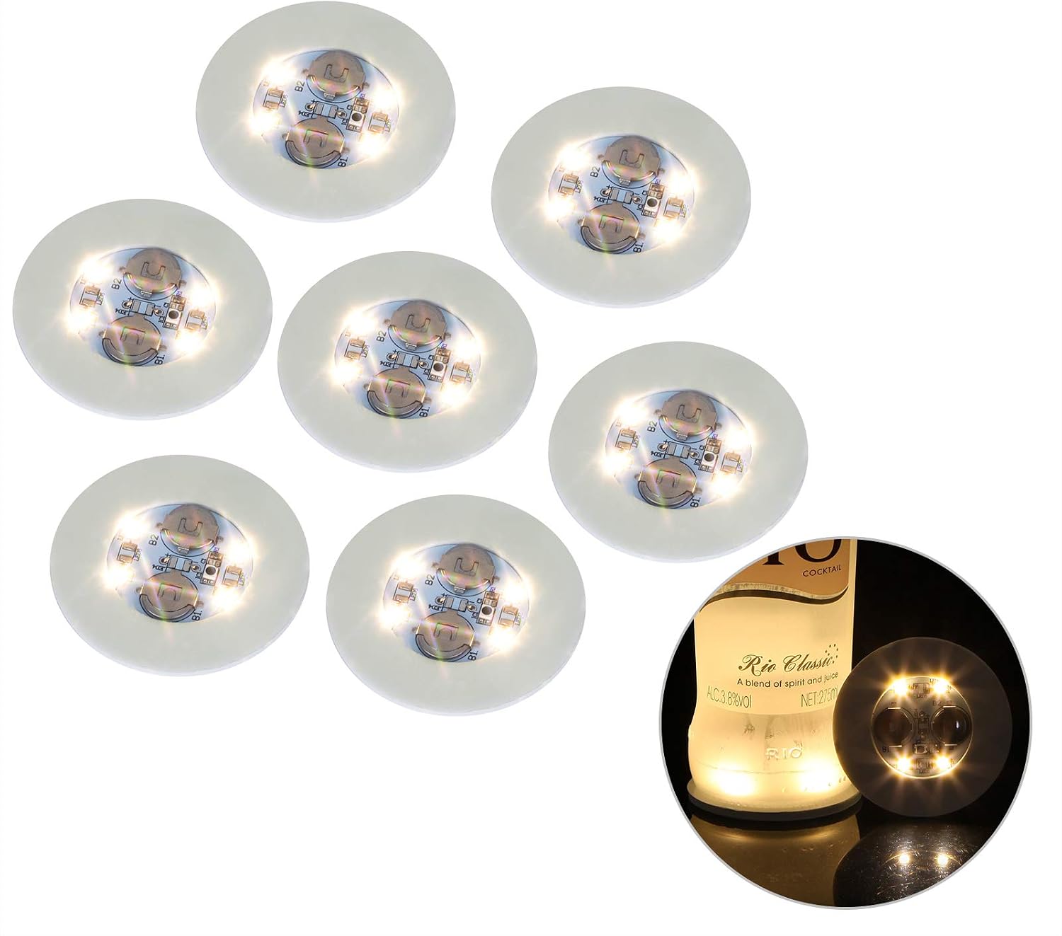 Amazon.com | Kicsto Led Coasters,Led Stickers,Led Bottle Lights,Bottle ...