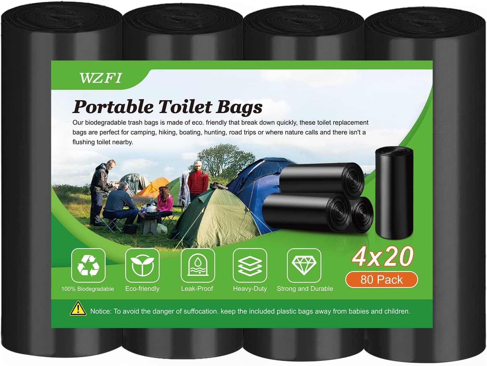 Biodegradable Leak-proof Waste Bags 8 Gallon Outdoor 25 Pack Portable ...