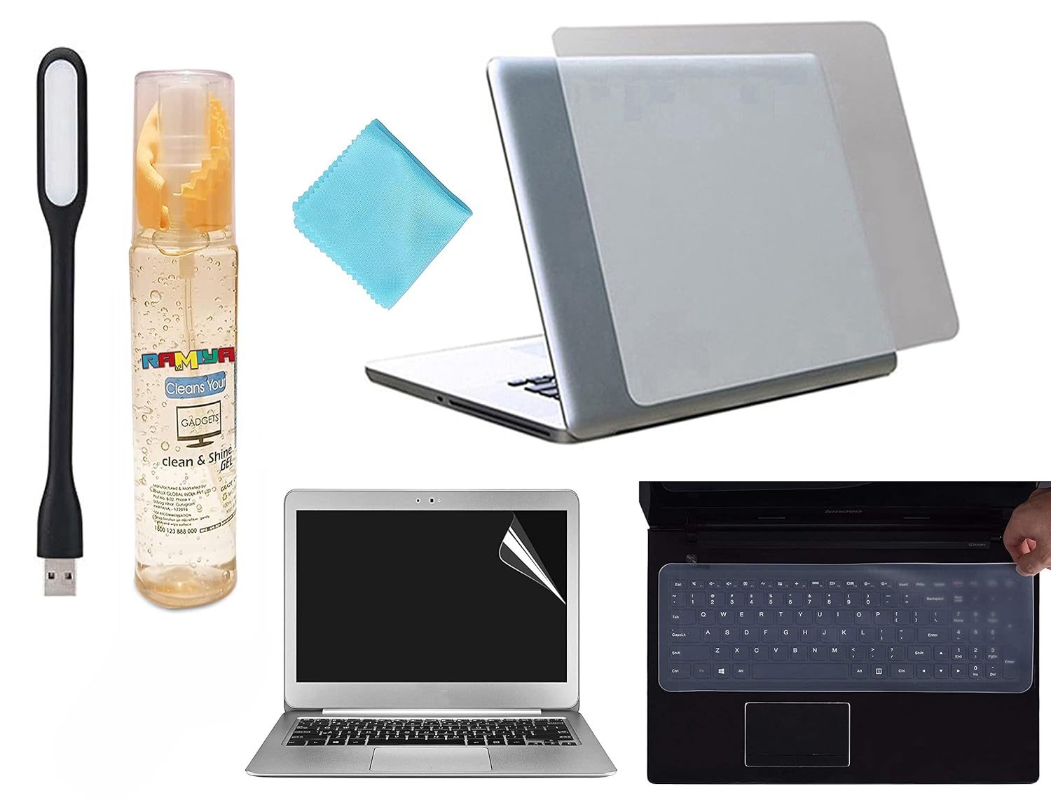 RAMIYA Plastic 5 In 1 Transparent Laptop Skin Combo Pack - 15.6-Inch ...