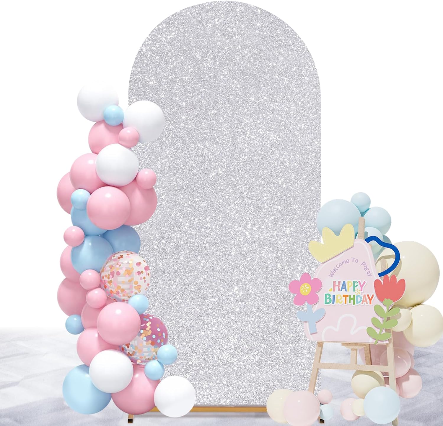 Amazon.com : Silver Wedding Arch Cover 6FT Glitter Arch Backdrop Cover ...