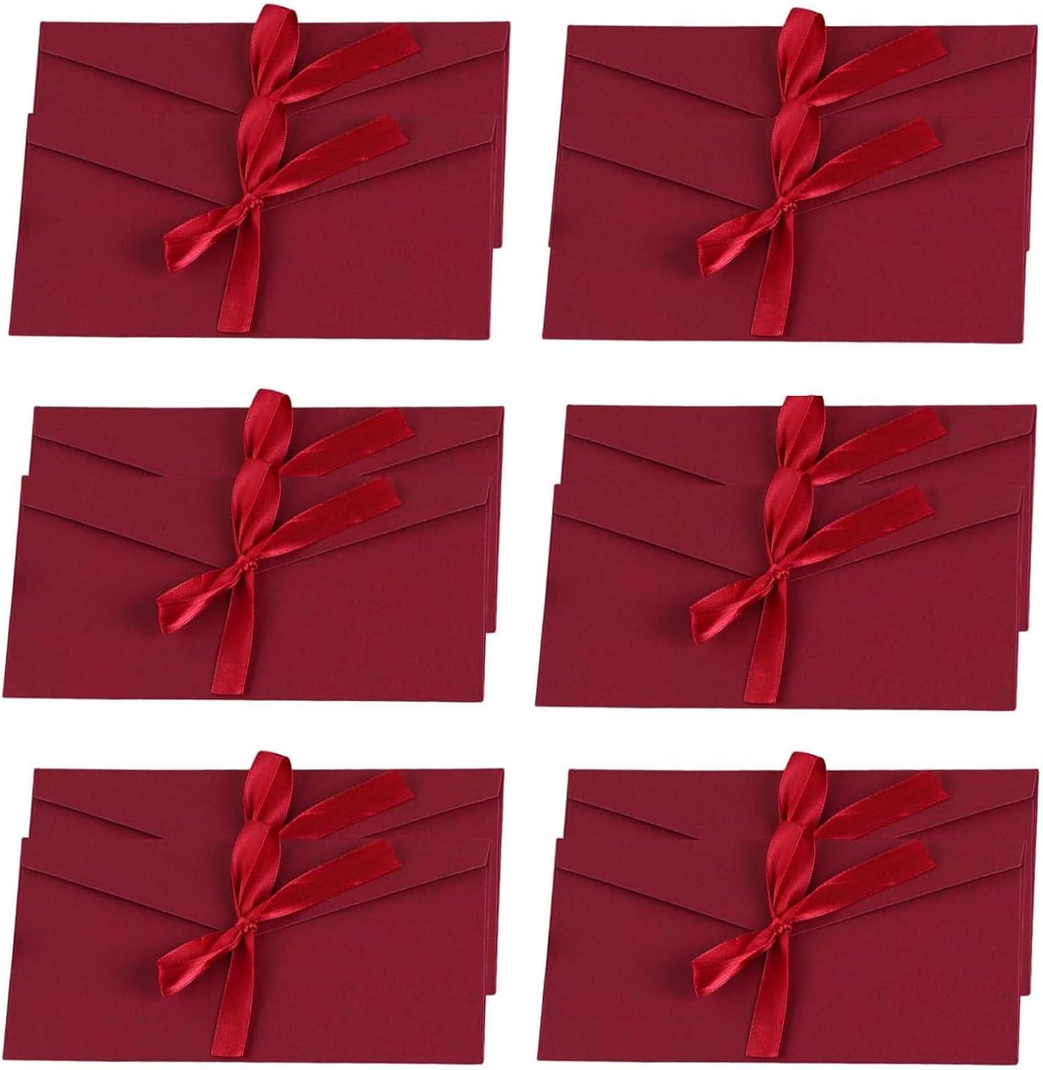 12 Pack Red Envelopess with Ribbon, 20 * 11cm Christmas Money Envelope ...