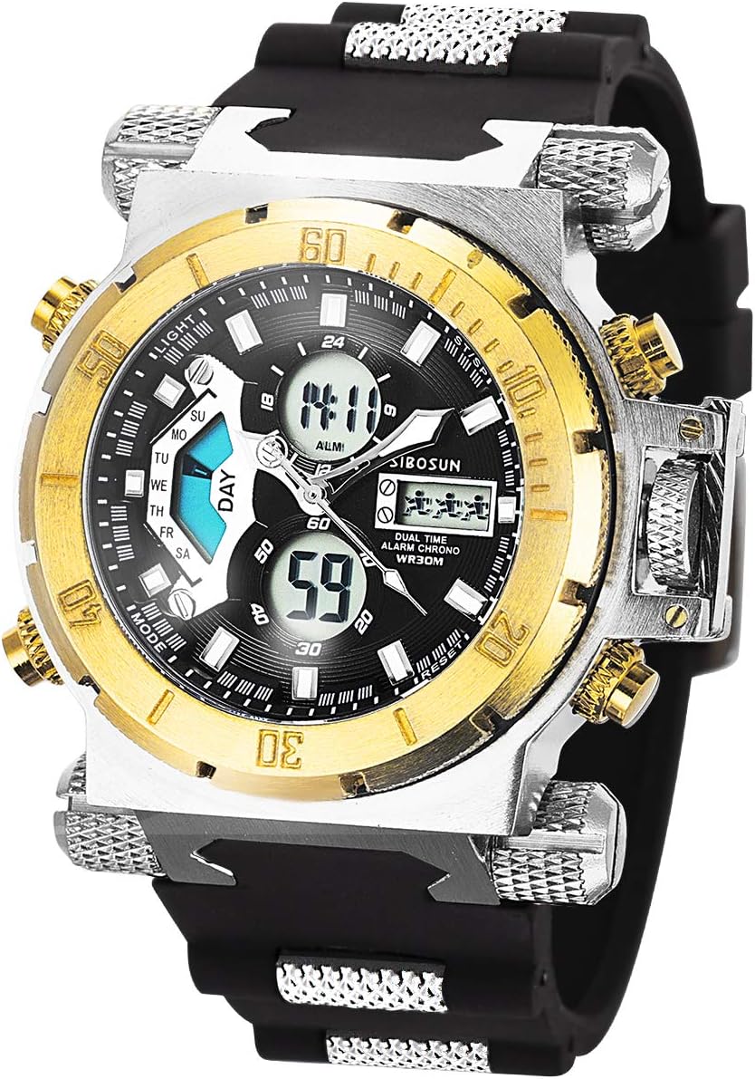 SIBOSUN Mens Digital Sports Watch,Waterproof Sports Military Wrist ...
