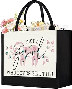 Amazon.com: Canvas Tote Bag for Women, Cute Sloth Gifts for Sloth Lover ...