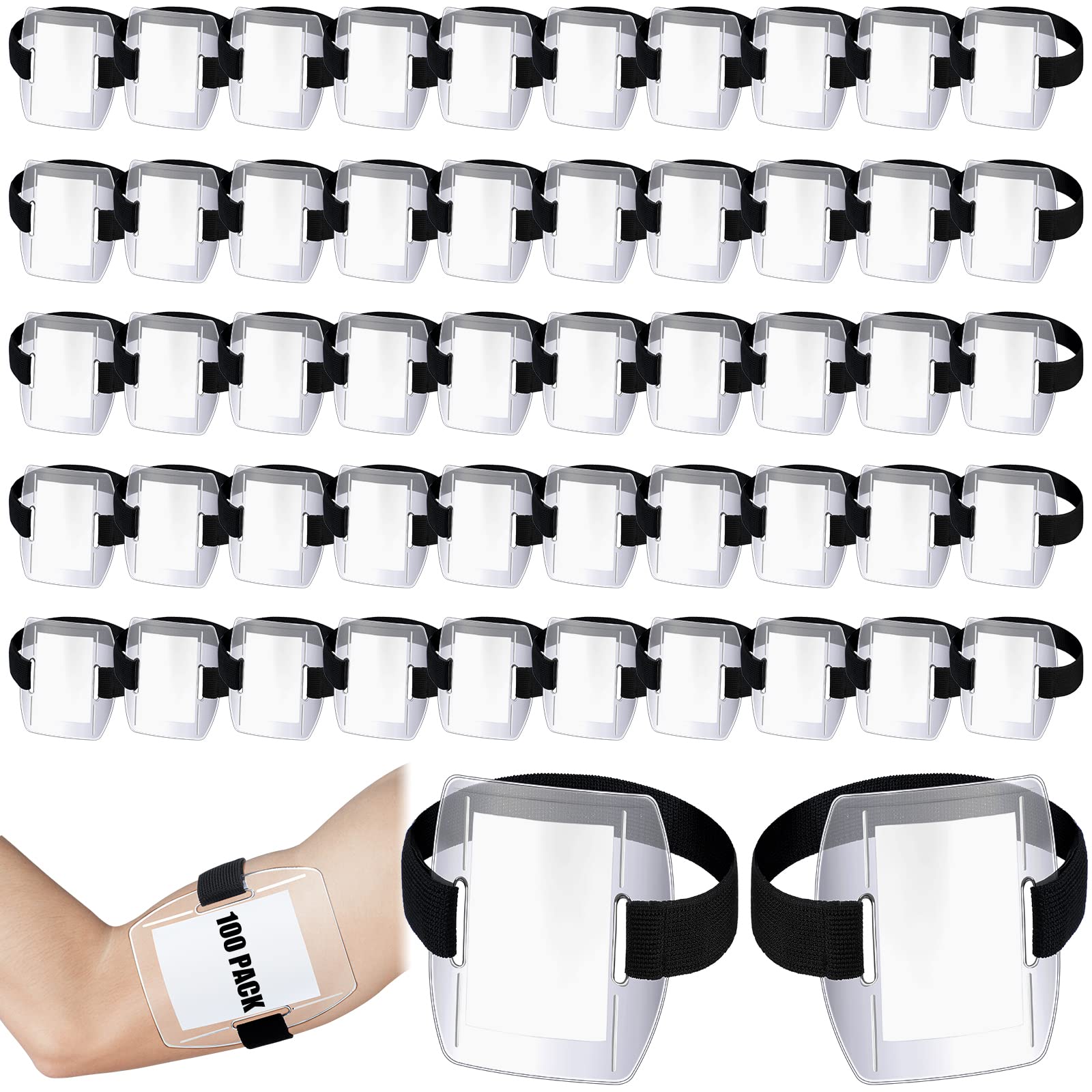 Amazon.com : 100 Pcs Armband Badge Holder PVC ID Visibility Arm Badge ...