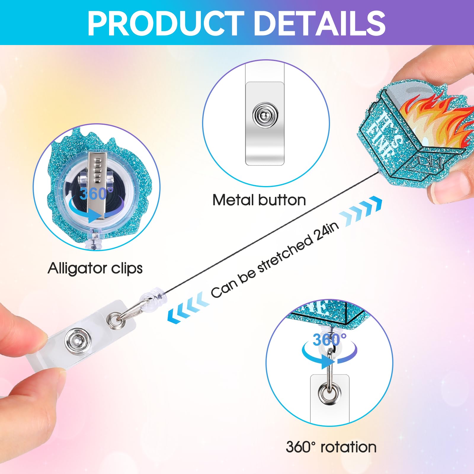 Snapklik.com : Funny Badge Reels Retractable Name Tag Alligator Clip ...