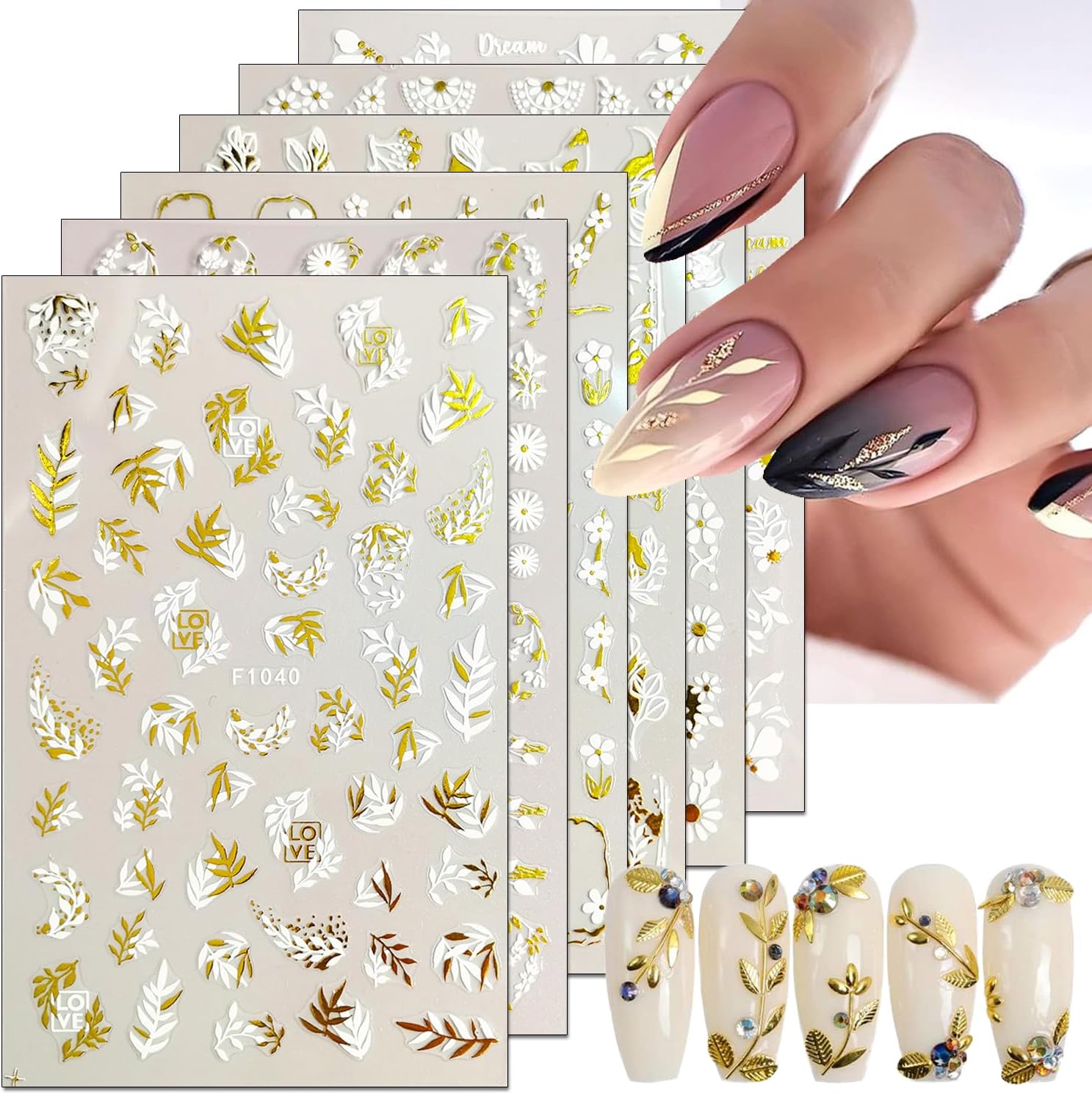 Amazon.com: PDFADSK 6 Sheets Spring Flower Nail Stickers Decals 3D self ...