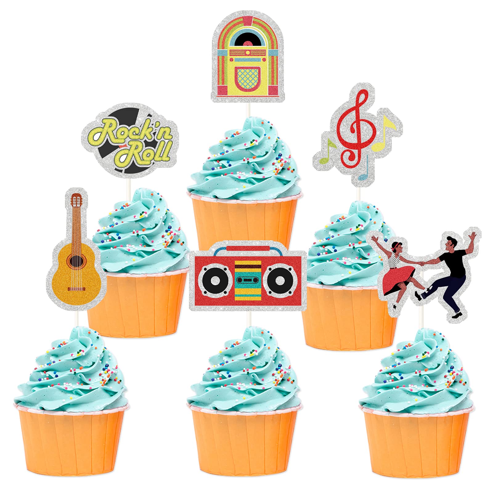 18pcs 80s Cupcake Topper 80s Retro Cupcake Topper Rock Music ...