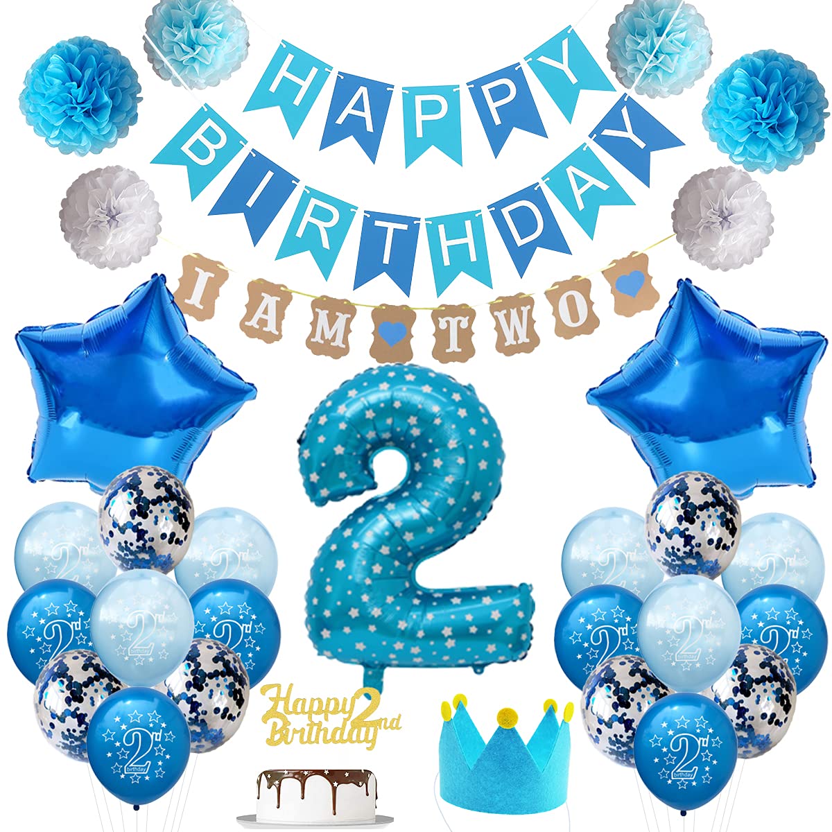 Baby Boy 2nd Birthday Decorations Blue Second Birthday Party Supplies I baby-boy-2nd-birthday-decorations-blue-second-birthday-party-supplies-i