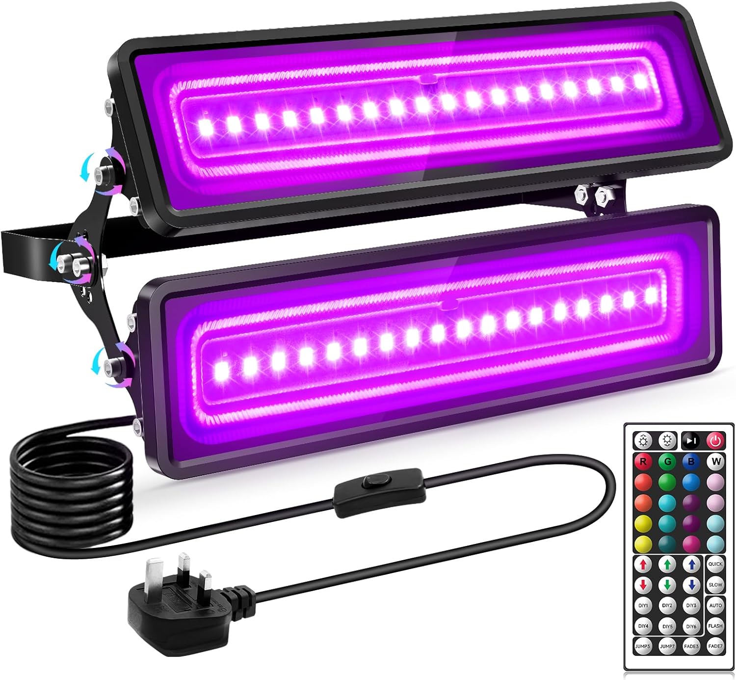 UV Black Light 120W,Rgb Ultraviolet Floodlight Dimmable LED Spotlight ...