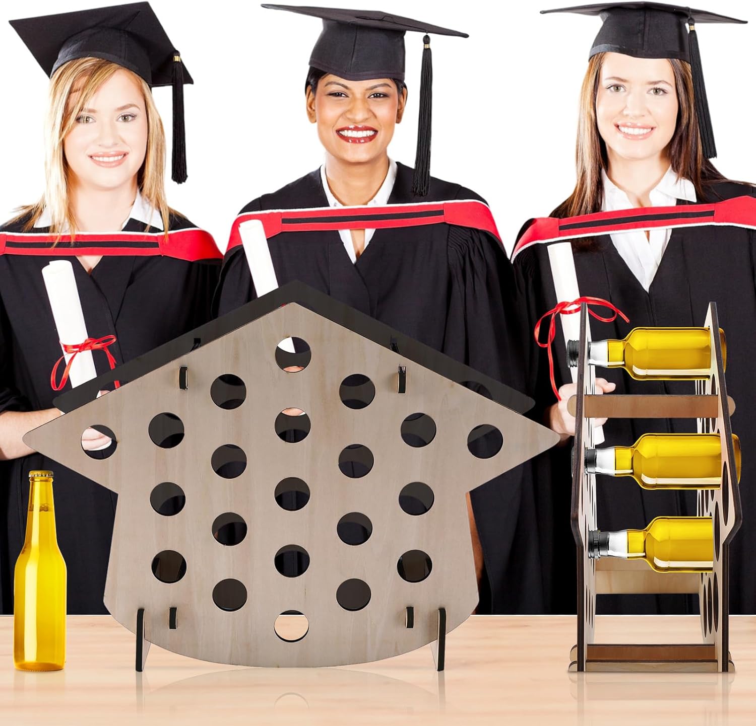 Amazon.com: Briwooody Graduation Mini Liquor Bottle Display Shelf ...