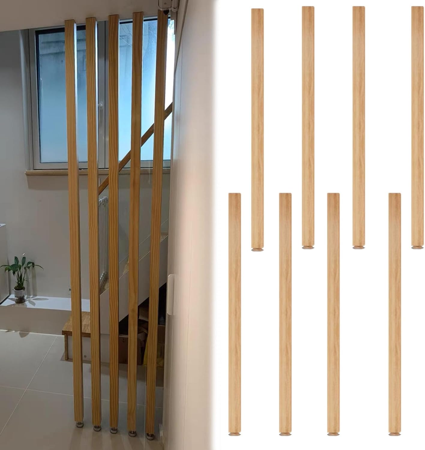 Amazon.com - Modern Wood Slats Screen Partition Post, 6 Pcs Adjustable ...