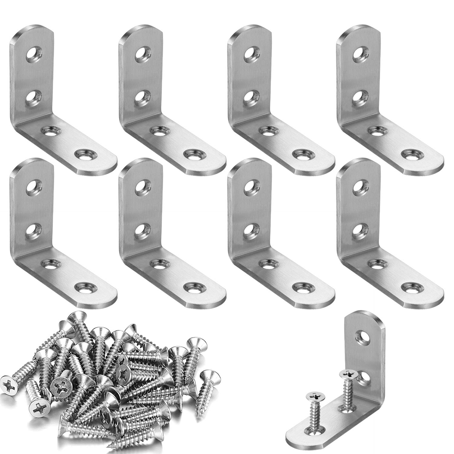 8 PCS Stainless Steel L Corner Brackets Heavy Duty Corner Braces 2