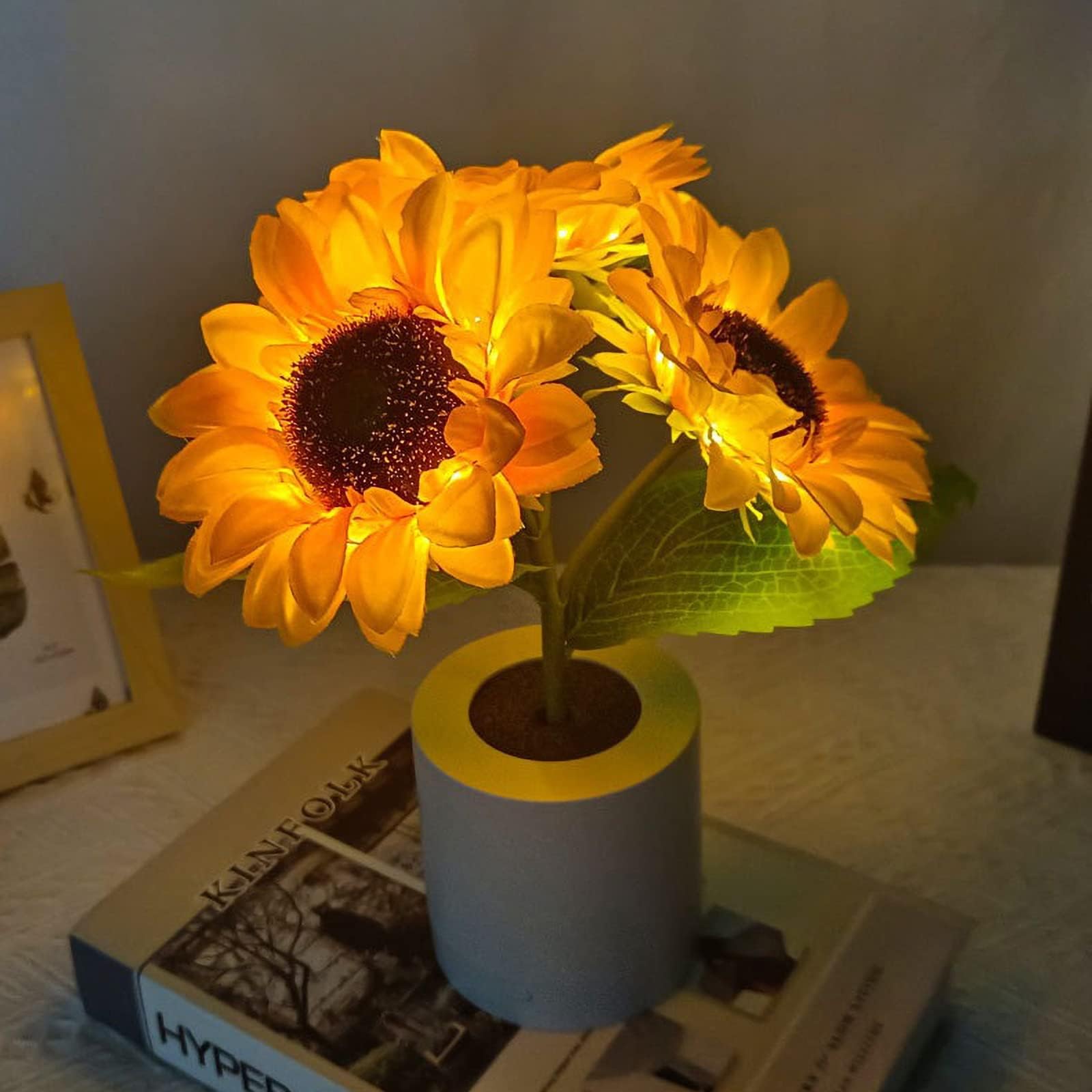 Amazon.com: Siluyado Sunflower Lamp, Artificial Sunflower Night Light ...