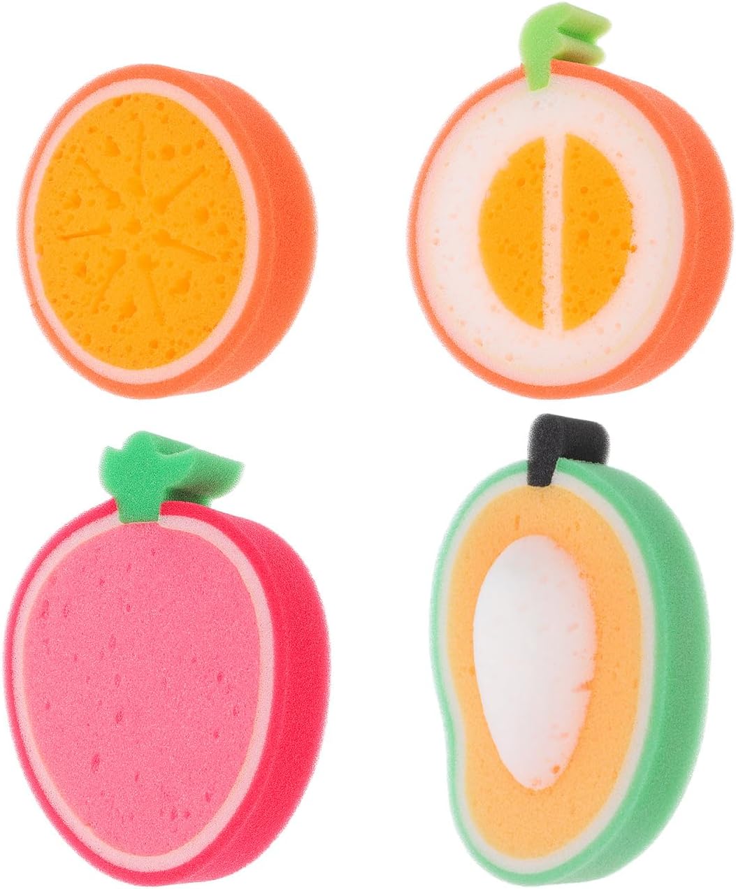 Healifty Fruit Shaped Bath Sponge Set for Kids 4 Pieces Mango Honeydew ...
