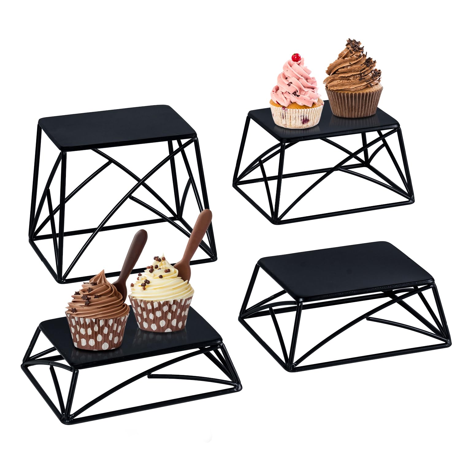 Amazon.com: MyGift Modern Art Deco Matte Black Metal Nesting Tabletop ...