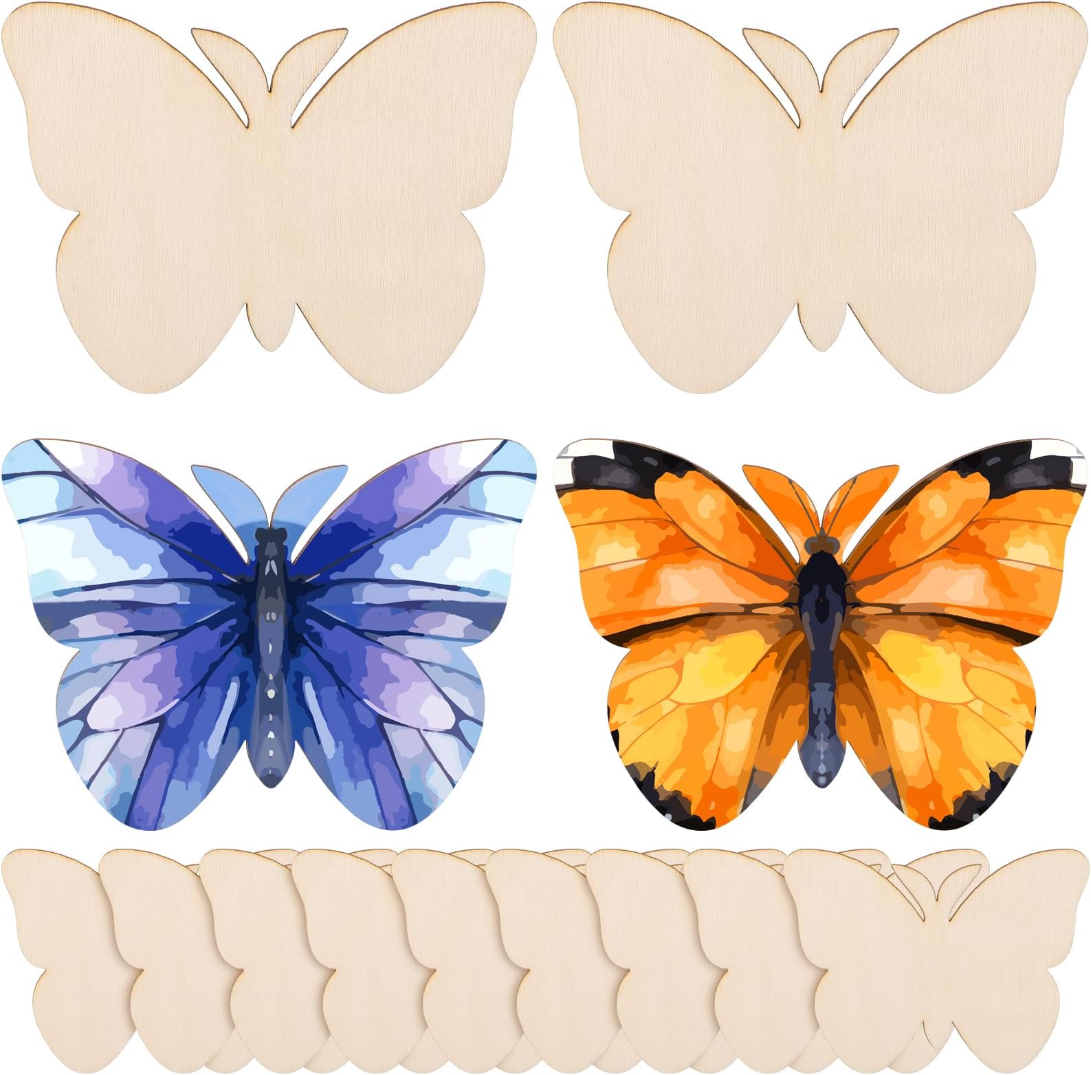 Amazon.com: 8 Inch 4 Pack Unfinished Wooden Butterfly Block Thick MDF ...
