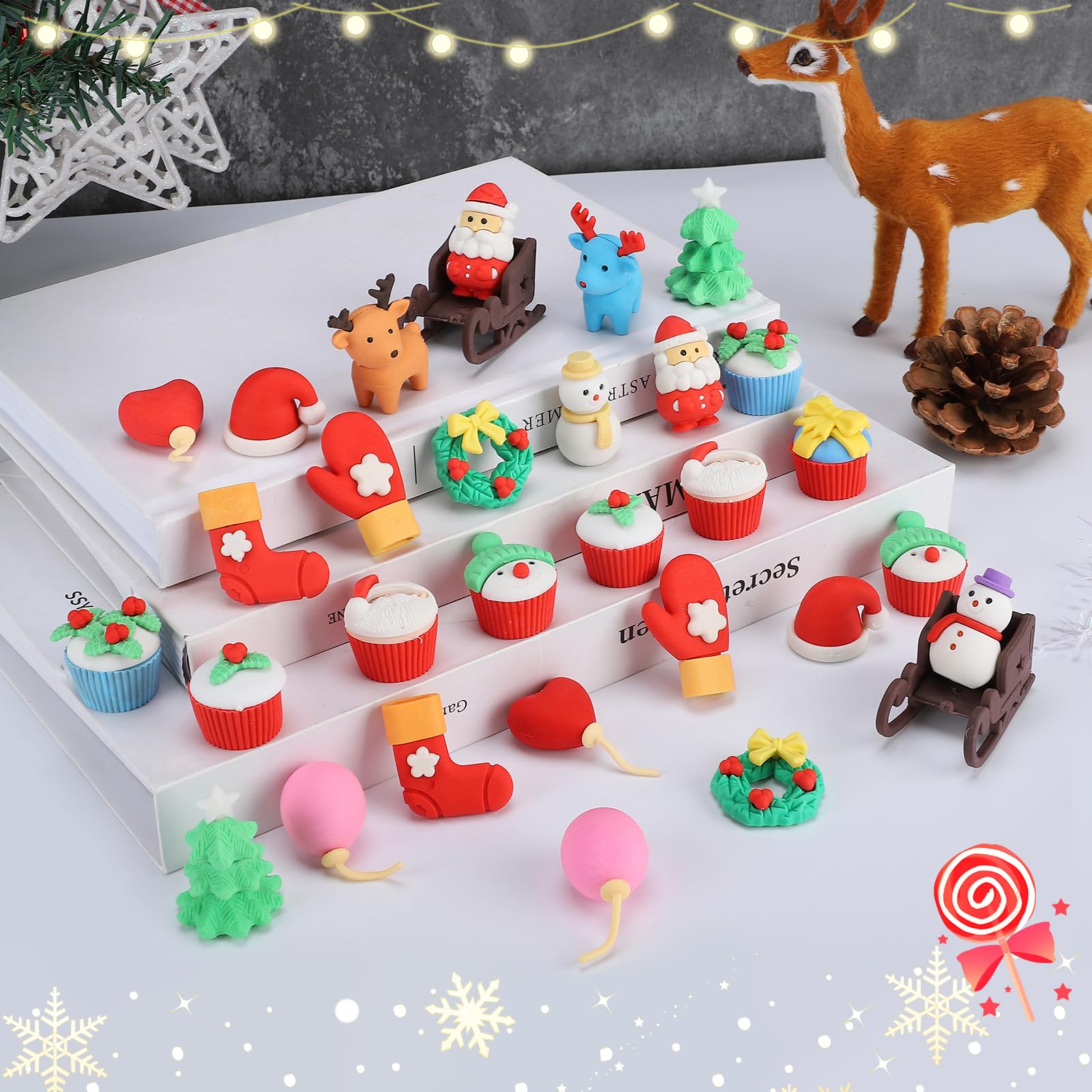 Snapklik.com : 32 Sets Christmas Erasers- 3D Christmas Puzzle Erasers ...