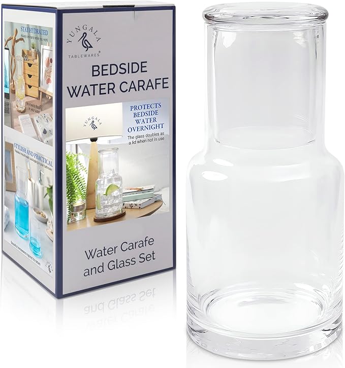 Amazon.com: Bedside water carafe and glass set or mouth wash container ...