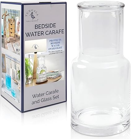 Amazon.com: Bedside water carafe and glass set or mouth wash container ...